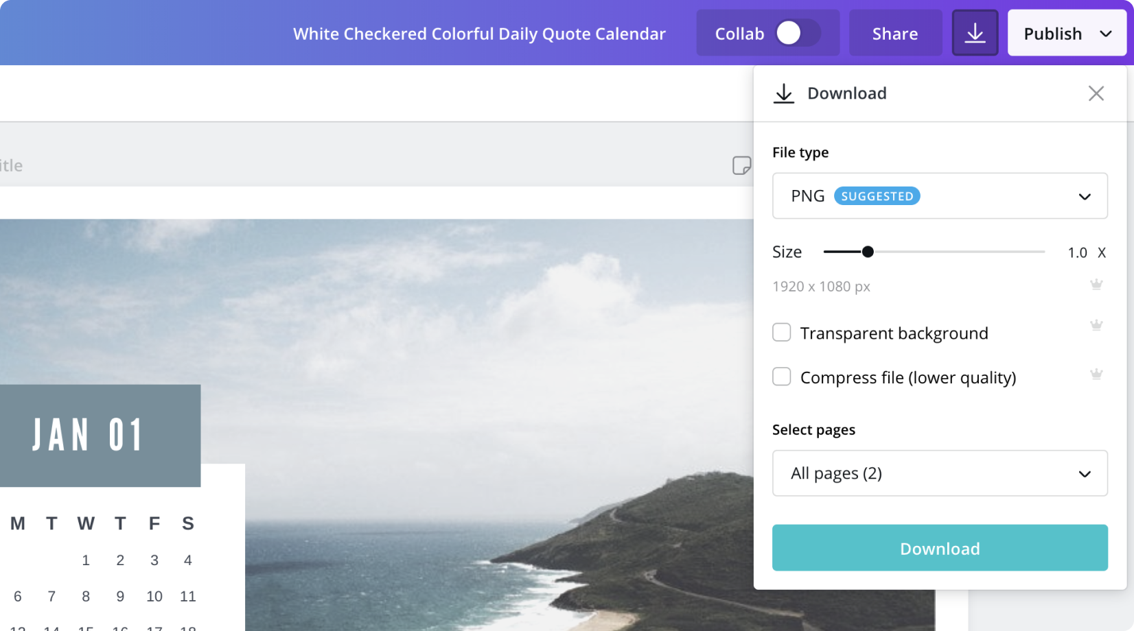 Blank, printable calendars for work or home with Canva