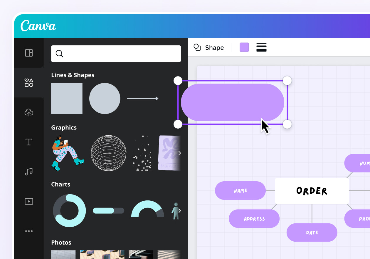 Creador de diagramas ER gratis | Crea modelos relacionales con Canva