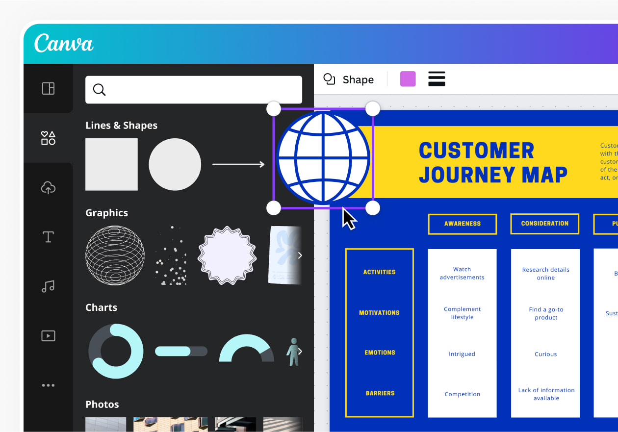 Crea mapas de experiencia del cliente online gratis | Canva