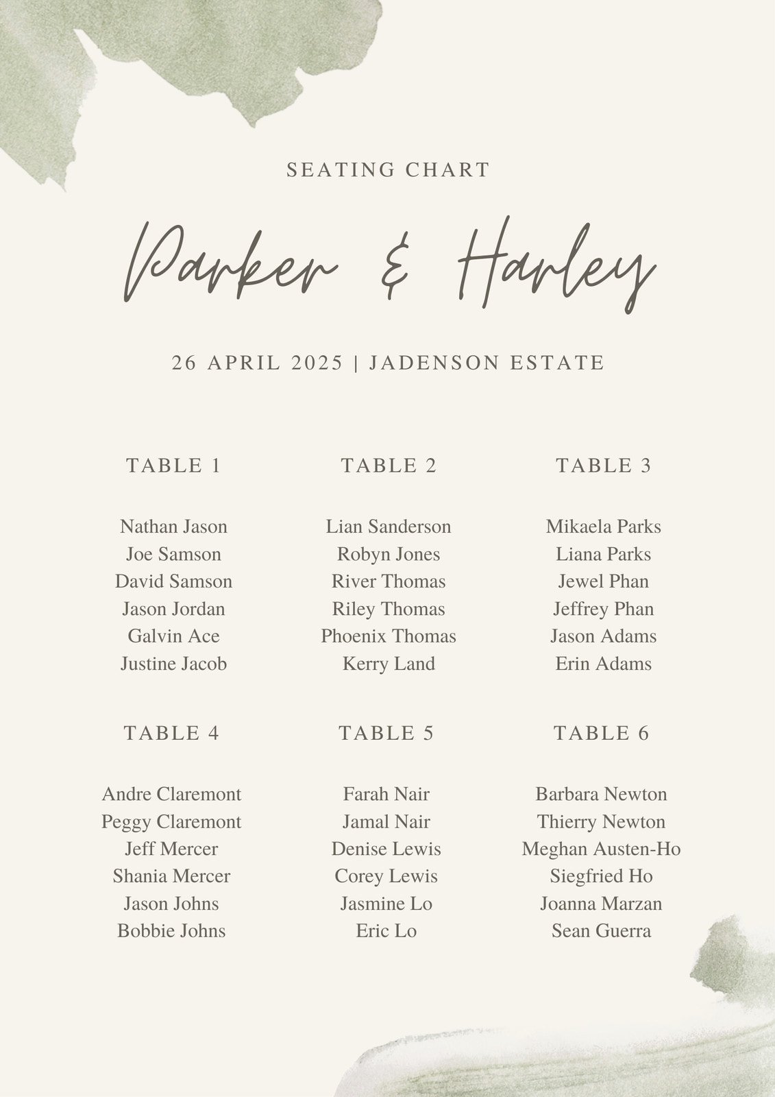 Free Online Wedding Seating Chart Maker | Canva