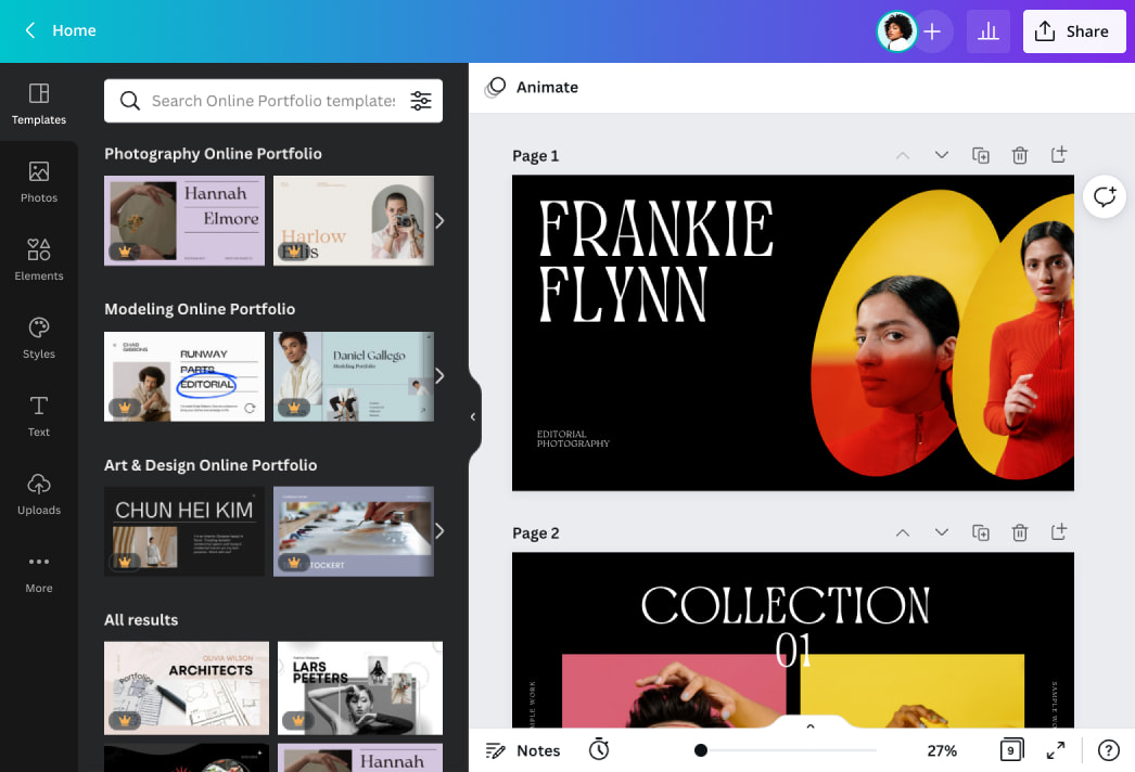 Erstelle ganz einfach ein schönes Portfolio | Canva