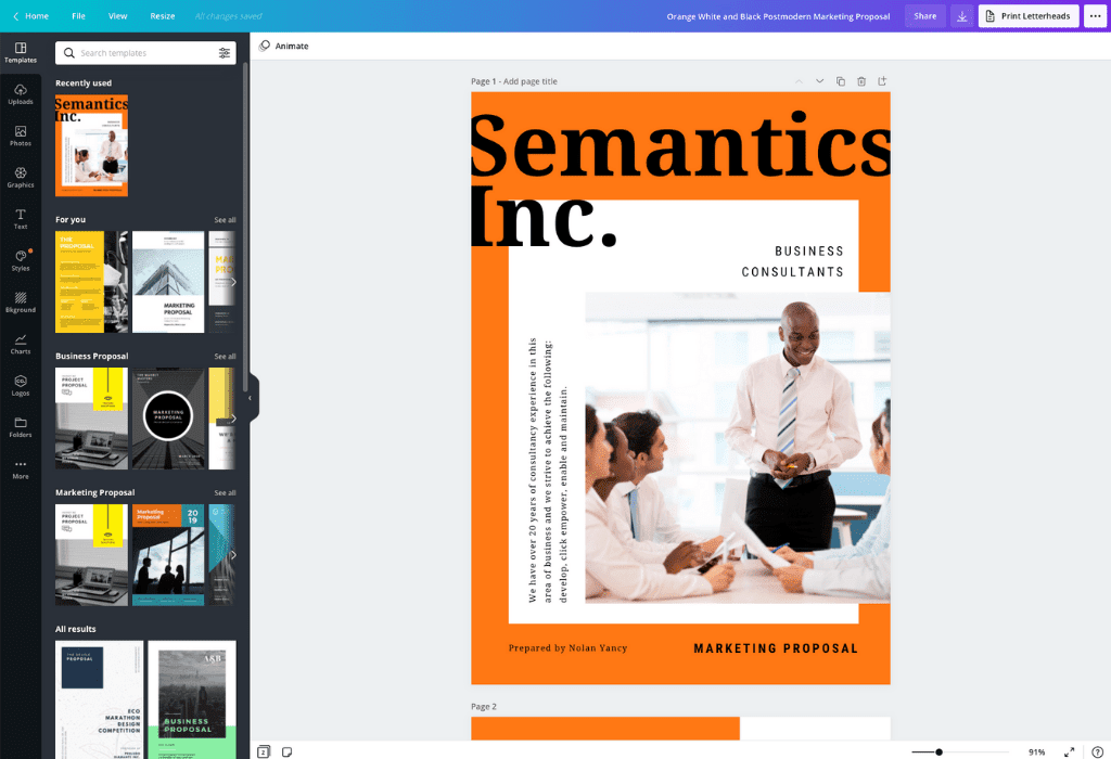 Crea propuestas profesionales online gratis - Canva