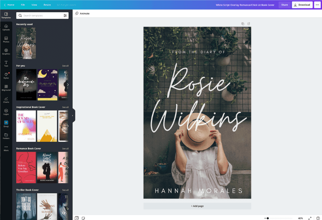 Diseño de portadas para libros online gratis por Canva