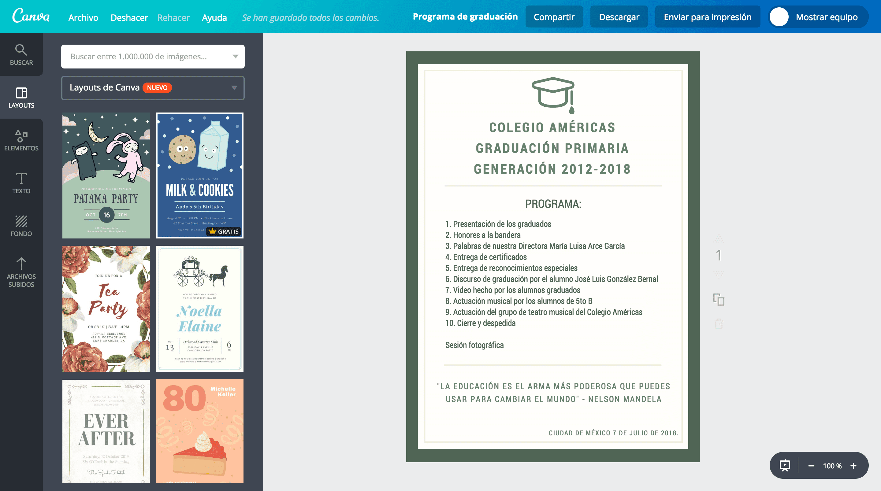 Ejemplo De Programa De Ceremonia De Graduación