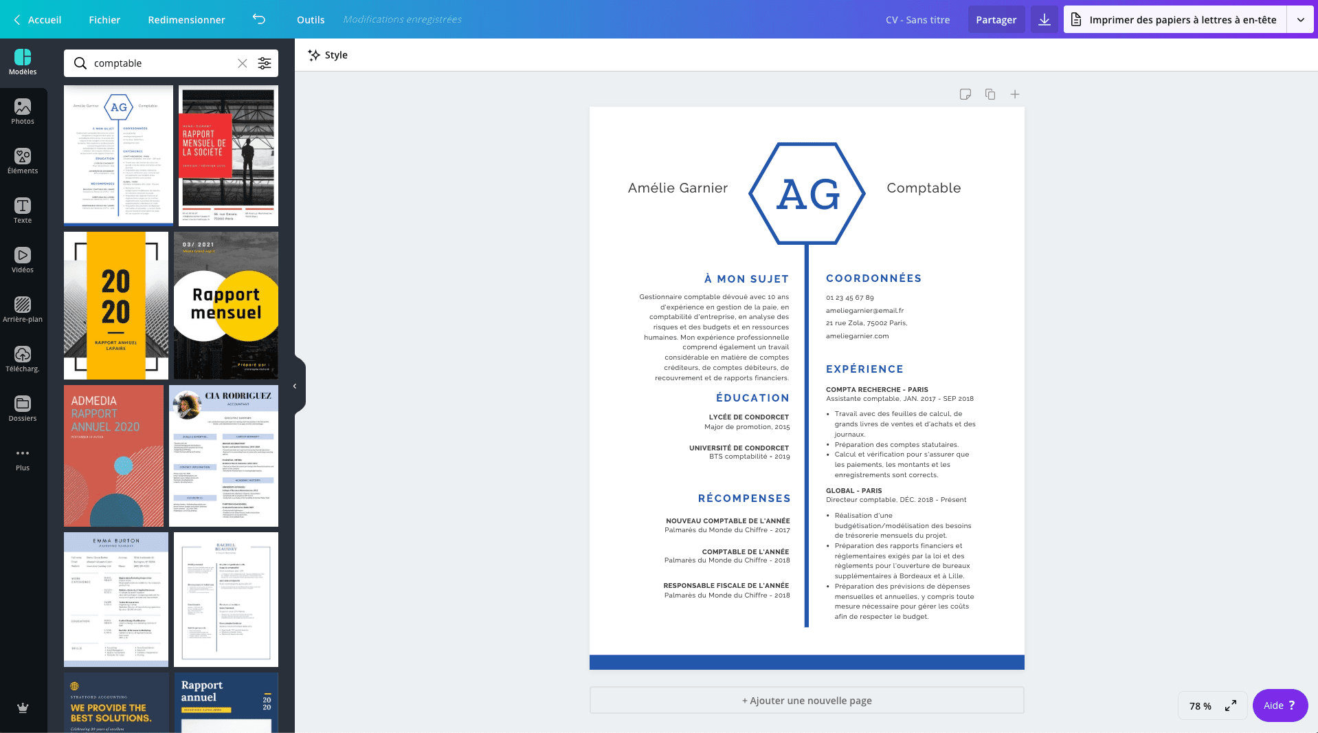 Créer un CV de Comptable - facile & gratuit | Canva