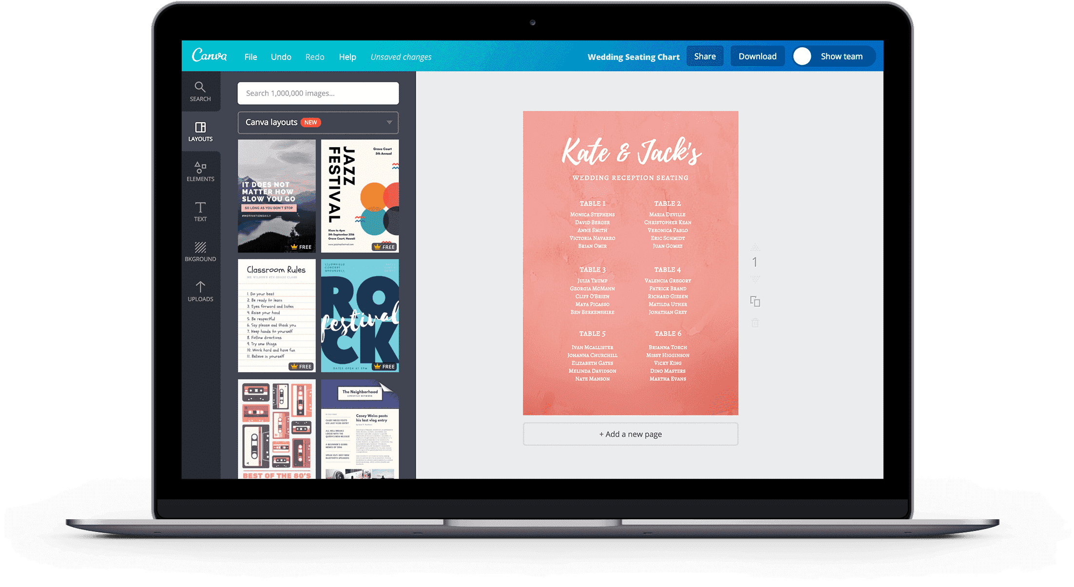 Gratis Tafelschikking kaartjes maken online | Canva