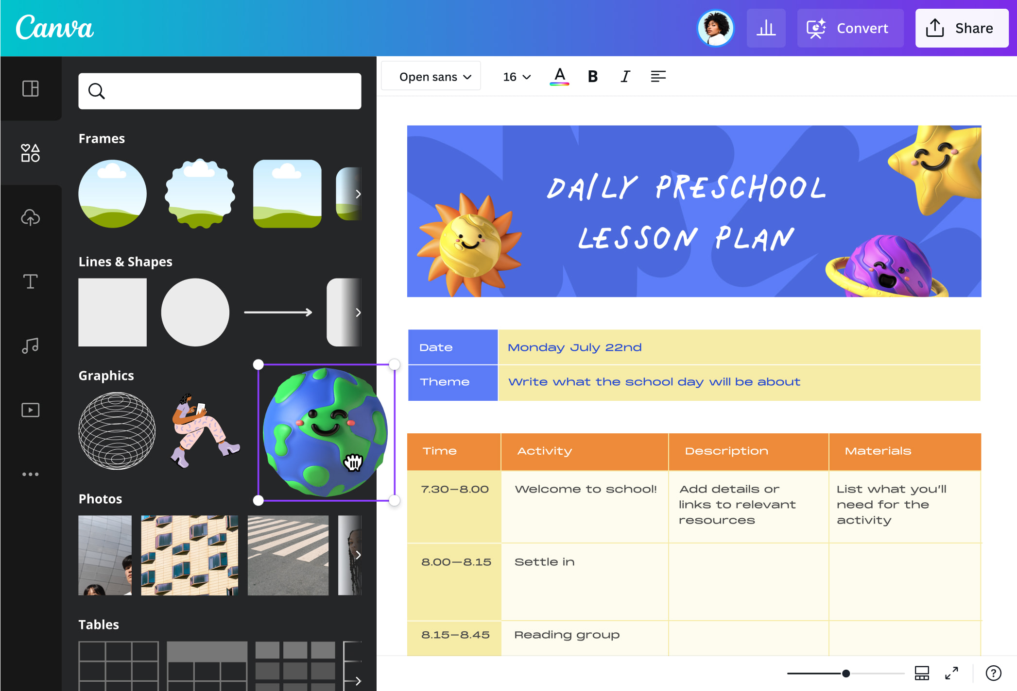 Calendario lezioni programmate: crea lesson plan online | Canva