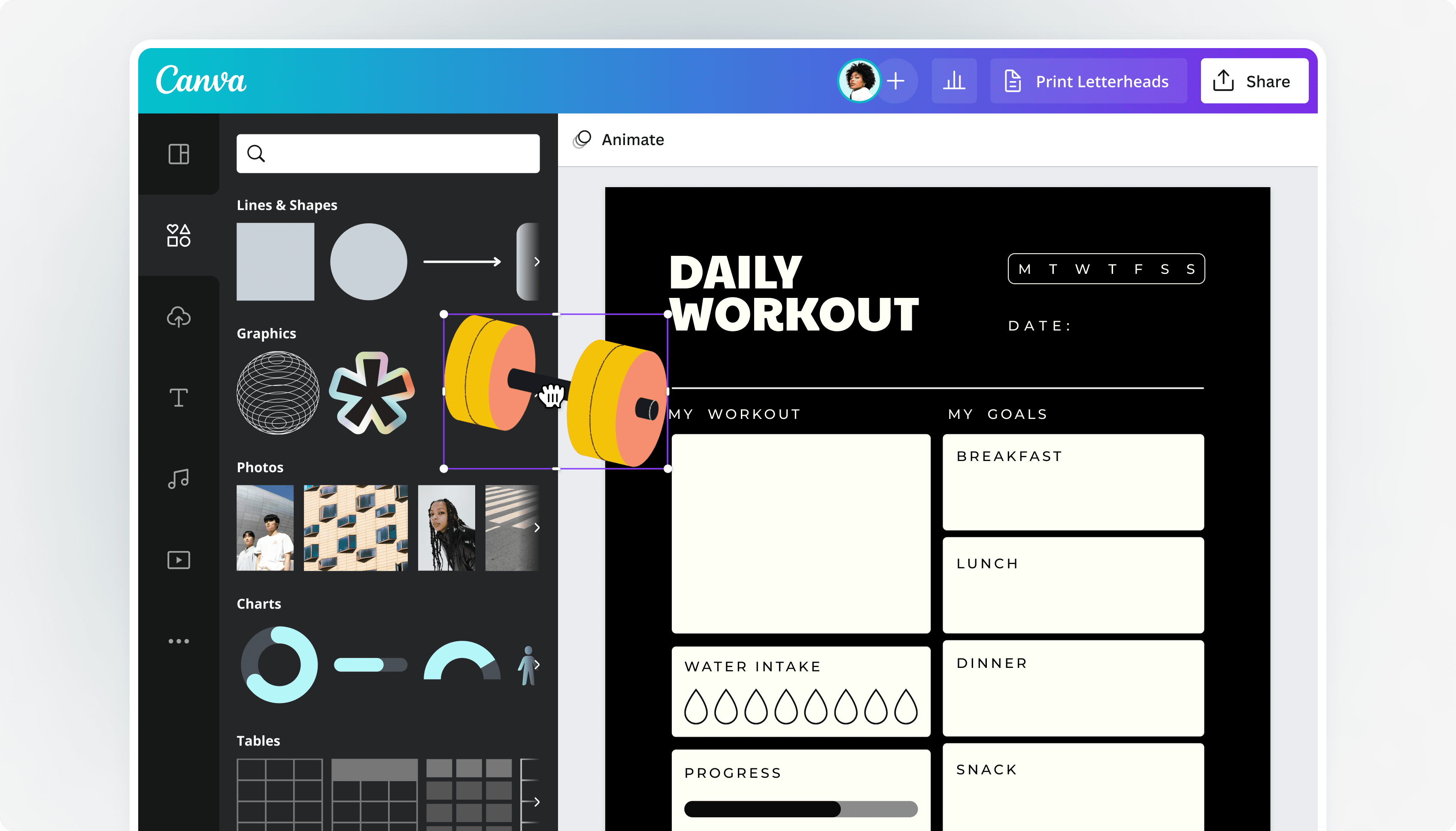 เครื่องมือสร้าง Workout planners ฟรี - สร้าง Workout planners | Canva