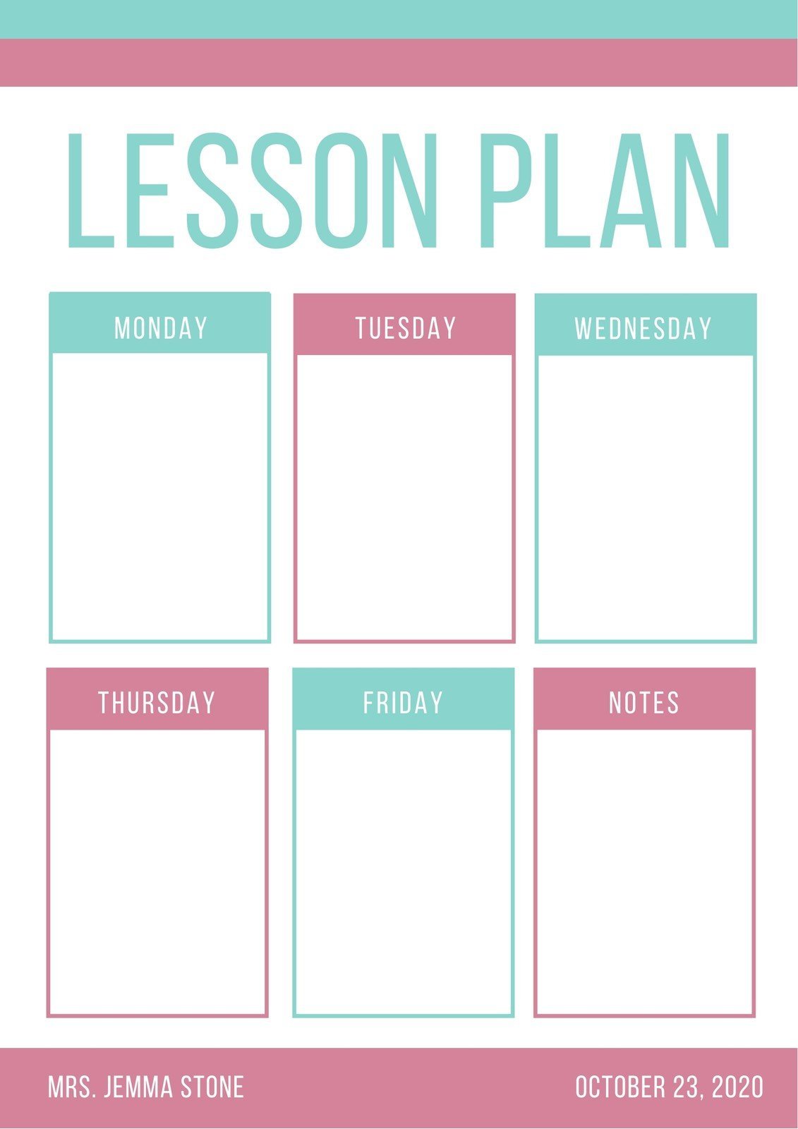 Free Online Weekly Lesson Plan Maker | Canva