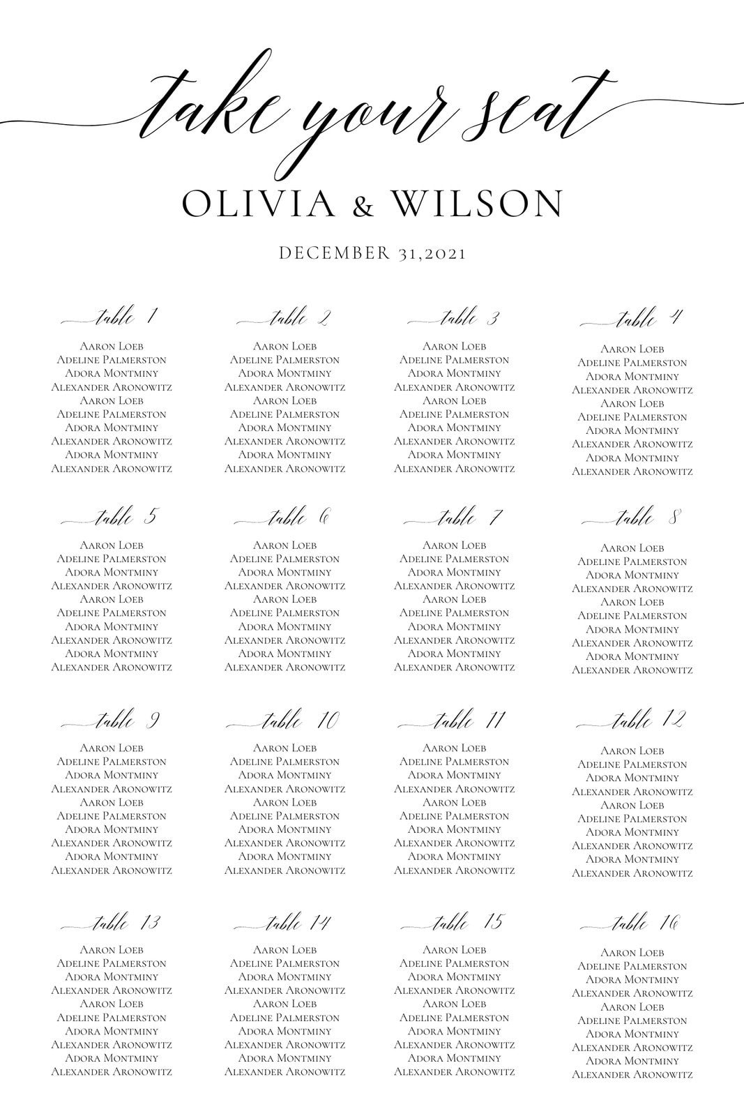 Free Seating Chart Maker - Create Seating Charts | Canva