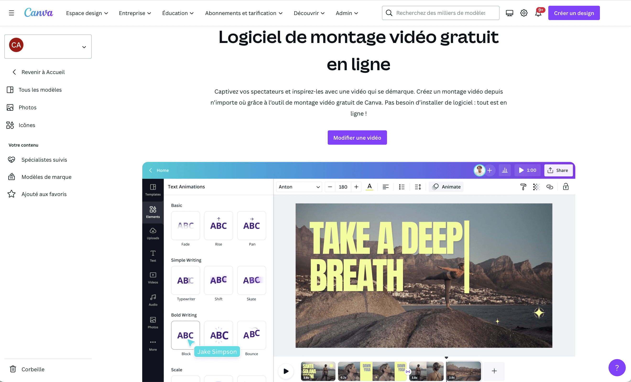 Les meilleurs logiciels de montage vidéo gratuits en ligne | Canva