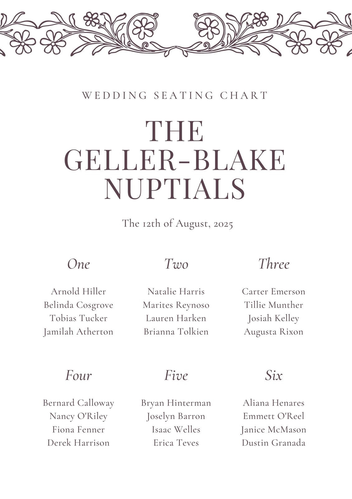 Free Online Wedding Seating Chart Maker | Canva