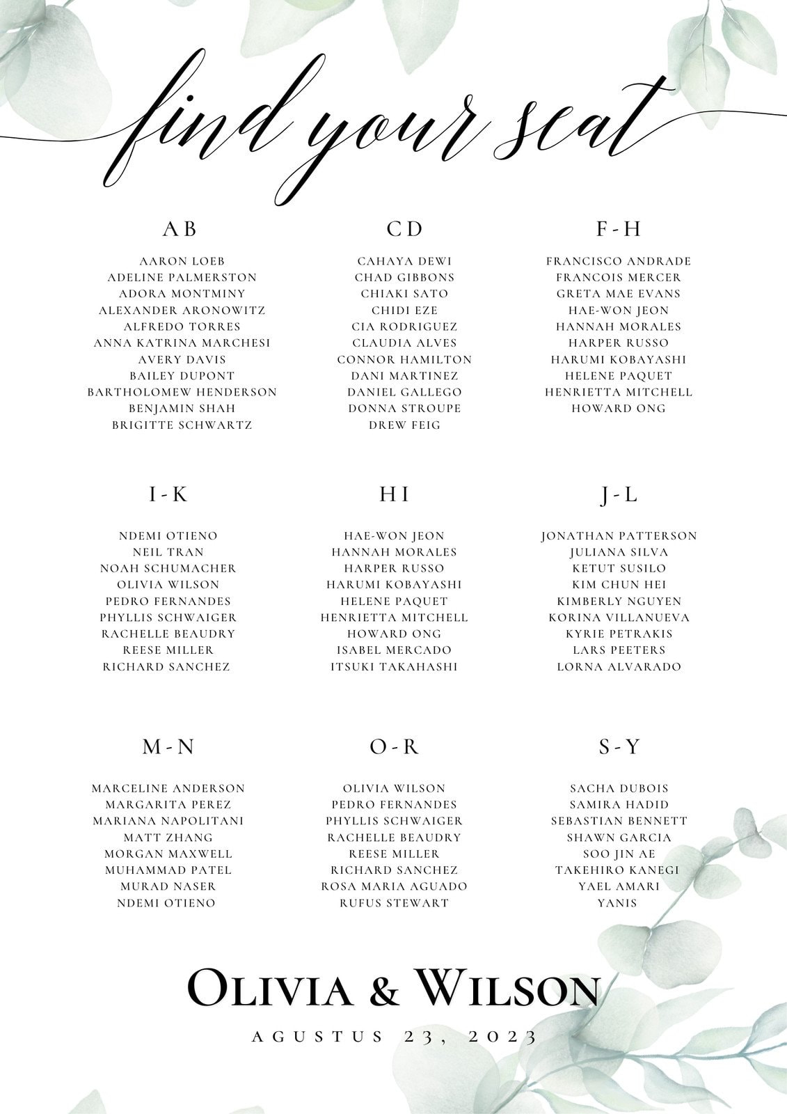 Free Seating Chart Maker - Create Seating Charts | Canva