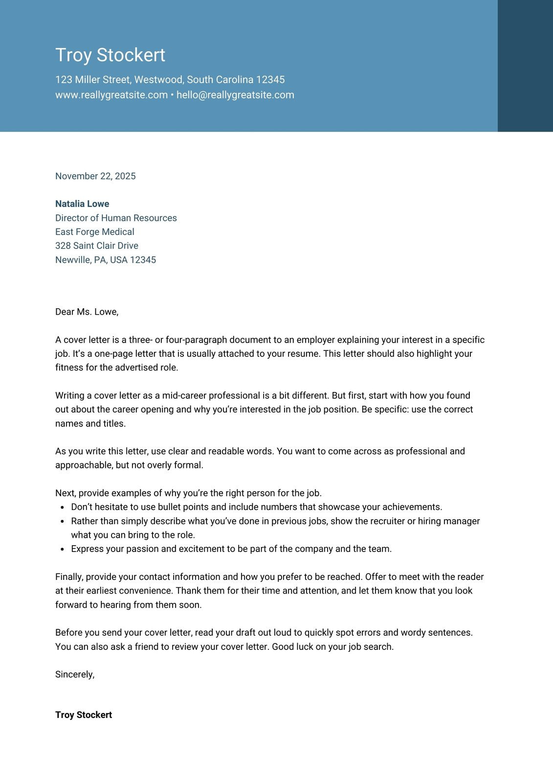 Email Resume Cover Letter