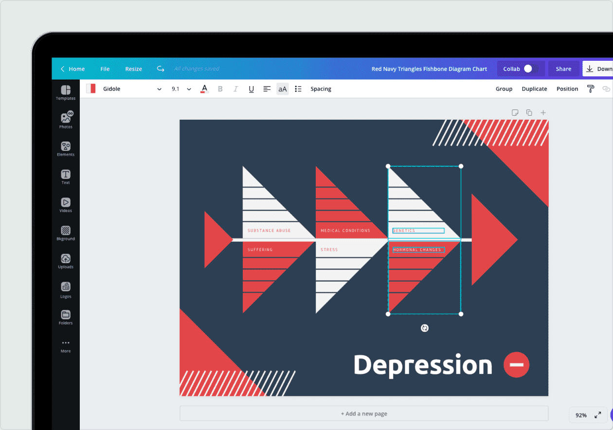 Een visgraatdiagram maken met behulp van Canva-sjablonen