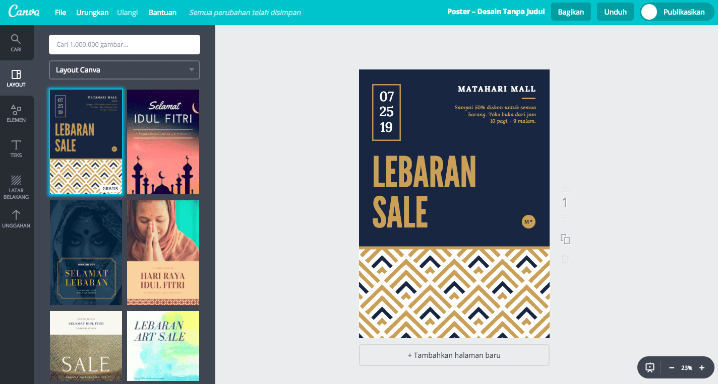 Gratis Membuat Poster Idul Fitri Lebaran secara Online - Canva