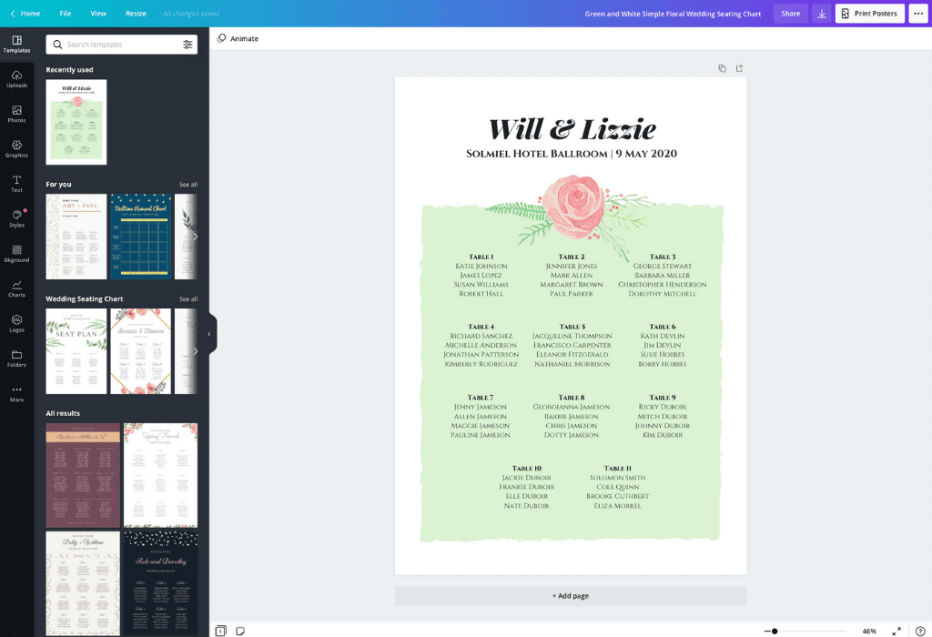 Membuat Denah Tempat Duduk Online, Gratis - Canva