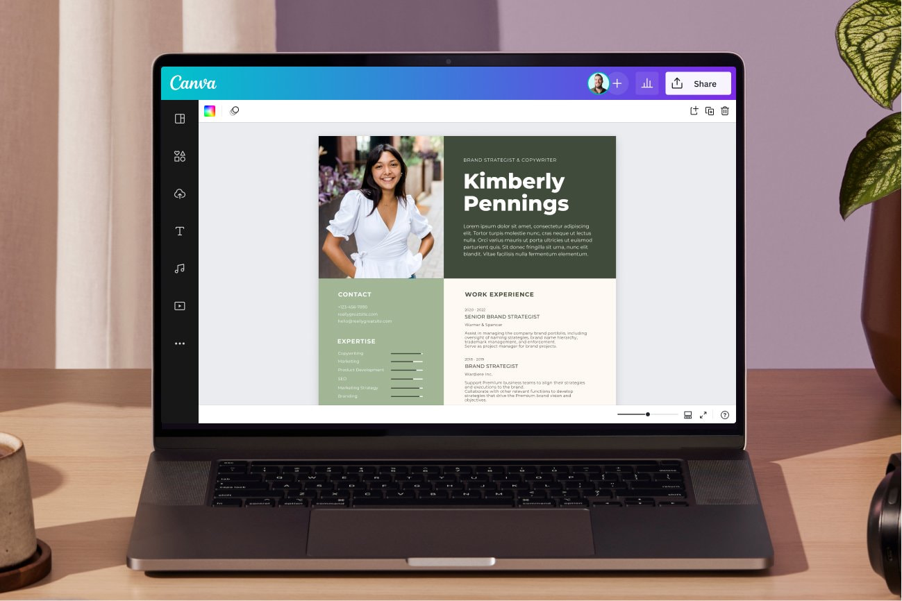 Editor de CV gratuito: cria CVs profissionais online - Canva