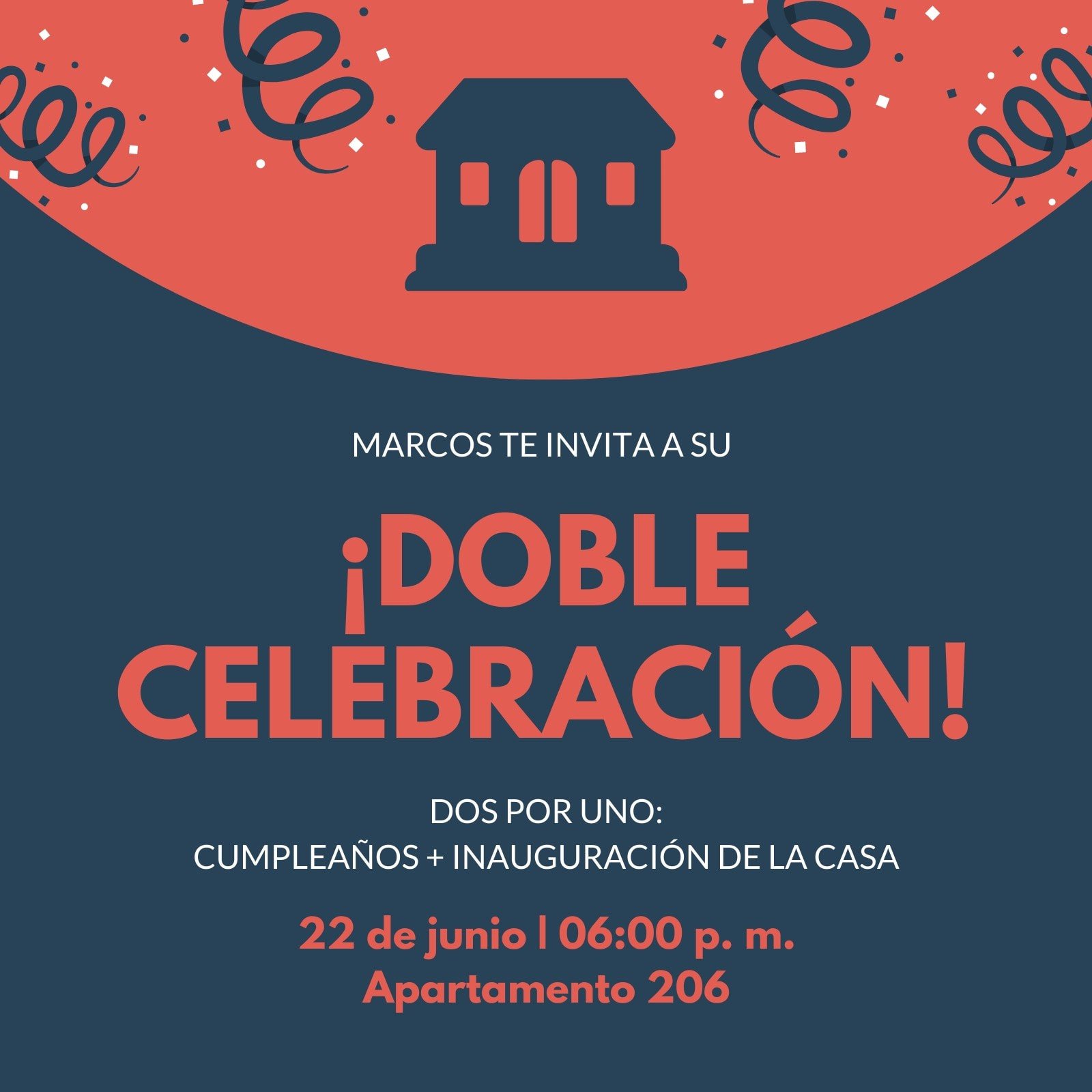 Diseña tus propias invitaciones de inauguración de tu casa - Canva