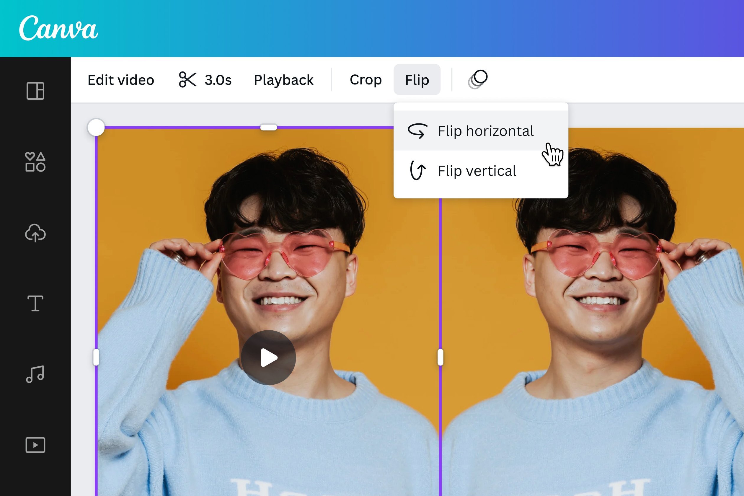 Effet miroir vidéo : retourner vos vidéos en ligne | Canva