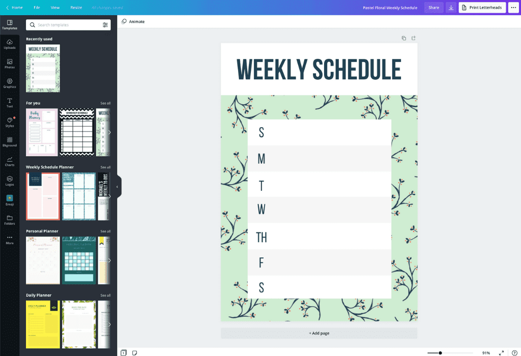 Jadual Mingguan - Canva