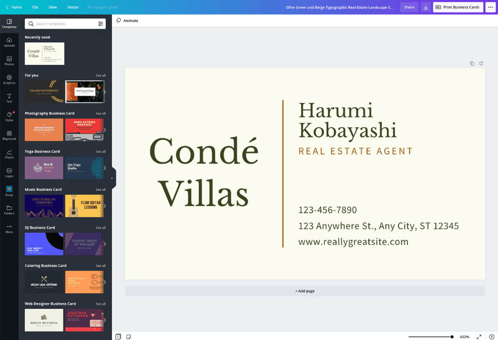 Buat Kad Bisnes Sendiri - Canva