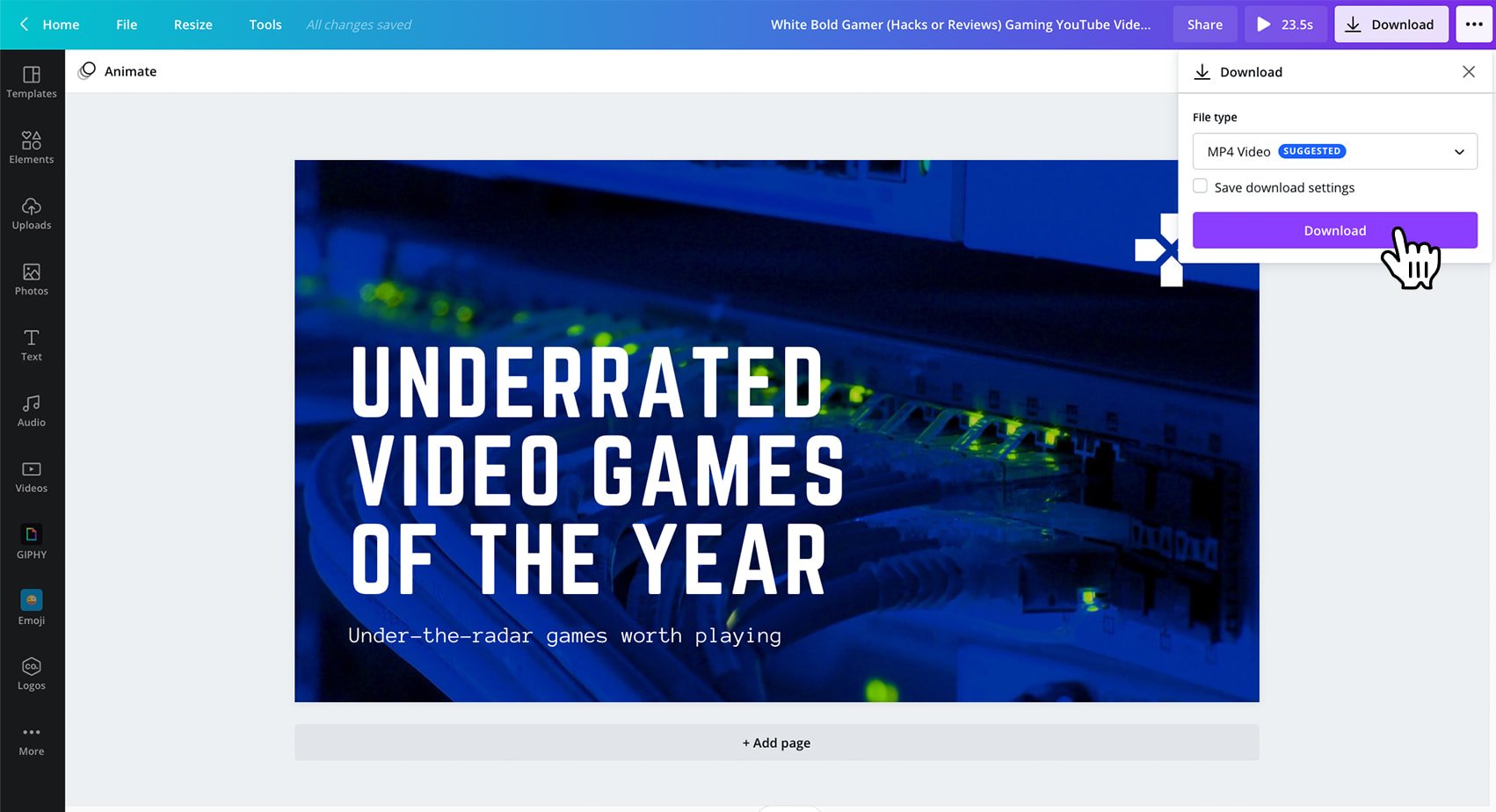 Crea filmati e intro per video gaming gratis online | Canva