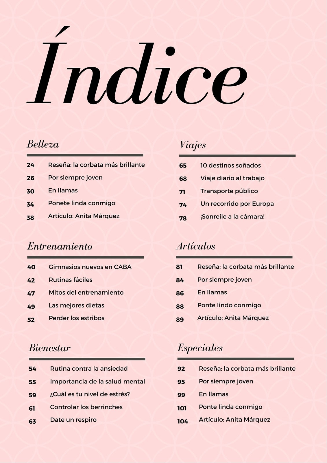 Creá tablas de contenido online con Canva