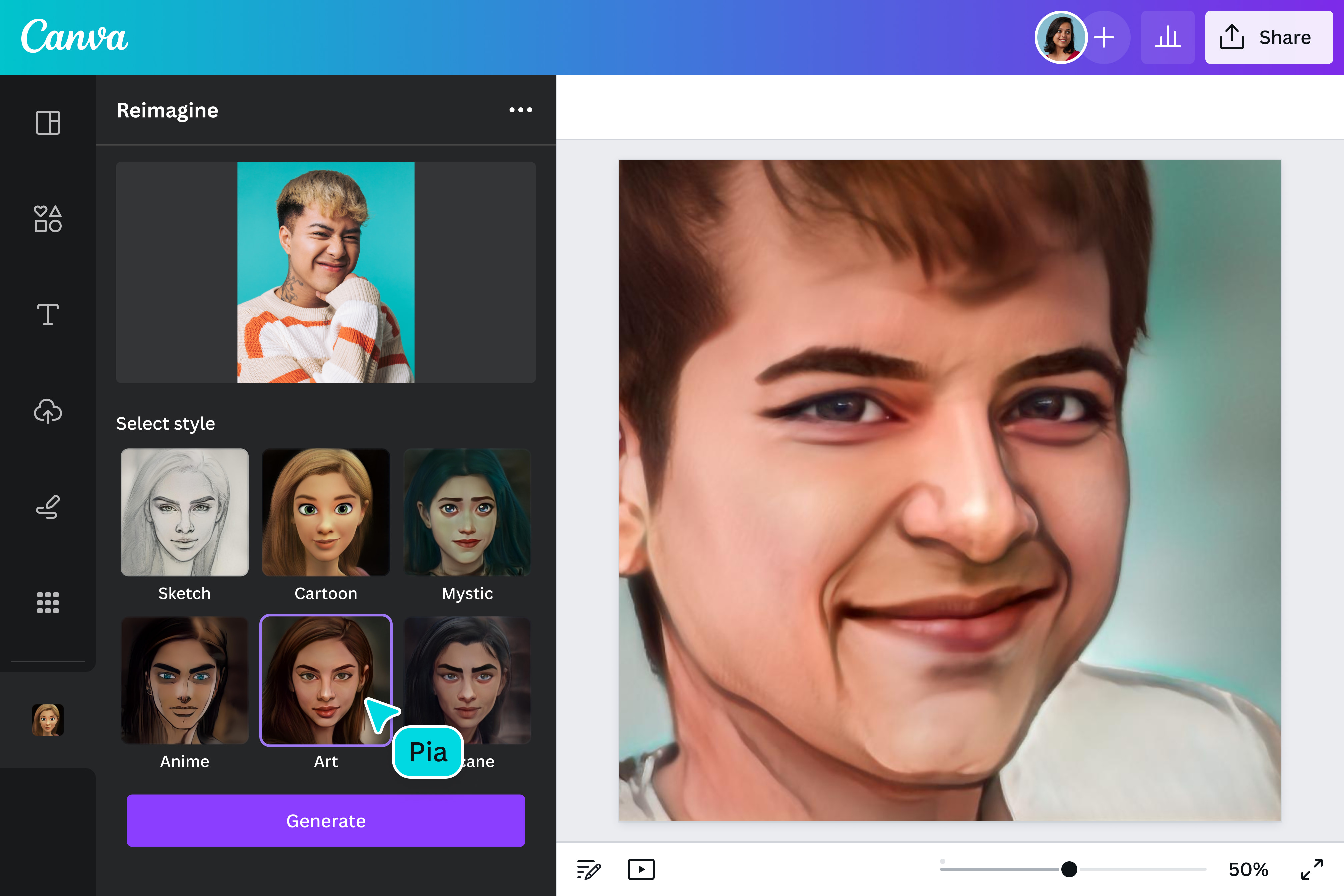 Filtro de IA: Adiciona filtros de IA online gratuitamente | Canva