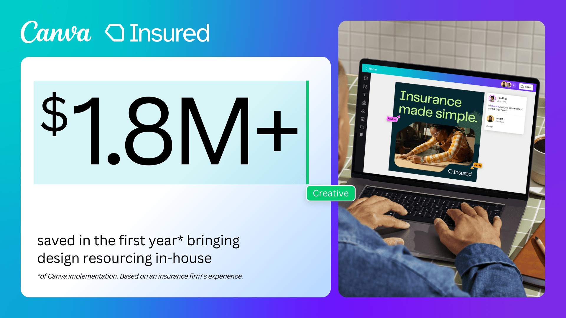 How a large insurance firm saved over $1.8 million in one year with Canva