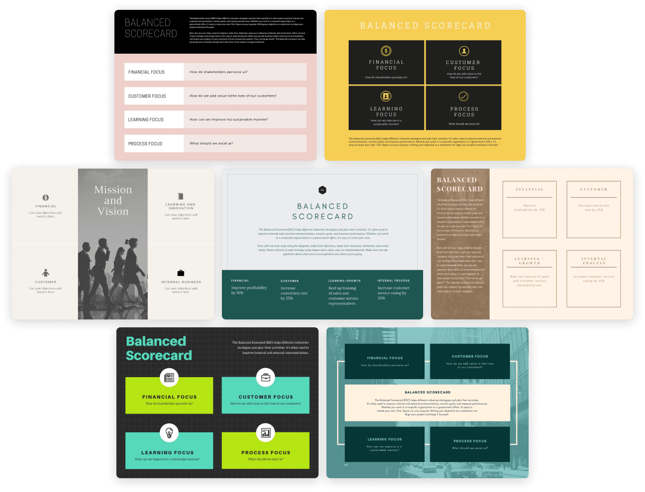 Crea una balanced scorecard online gratis con Canva