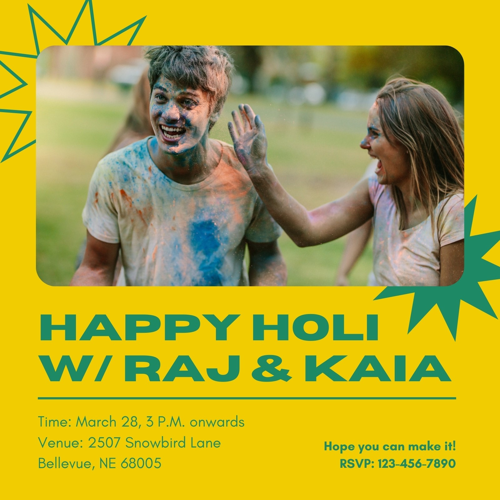 Design Custom Holi Invitations For Free With Canva