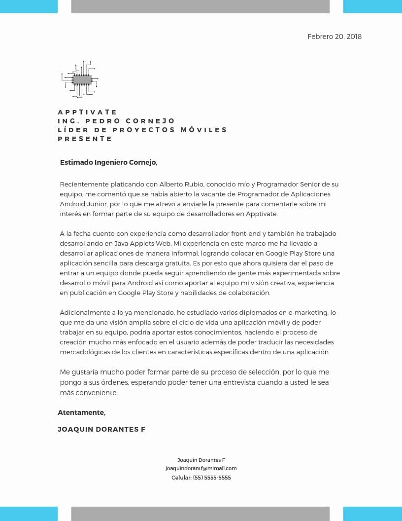 Ejemplos De Ejemplos De Cartas De Presentación De Trabajo