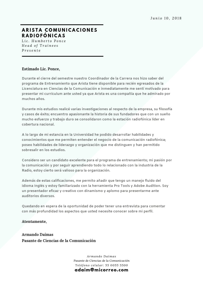 Ejemplo De Carta De Presentación General
