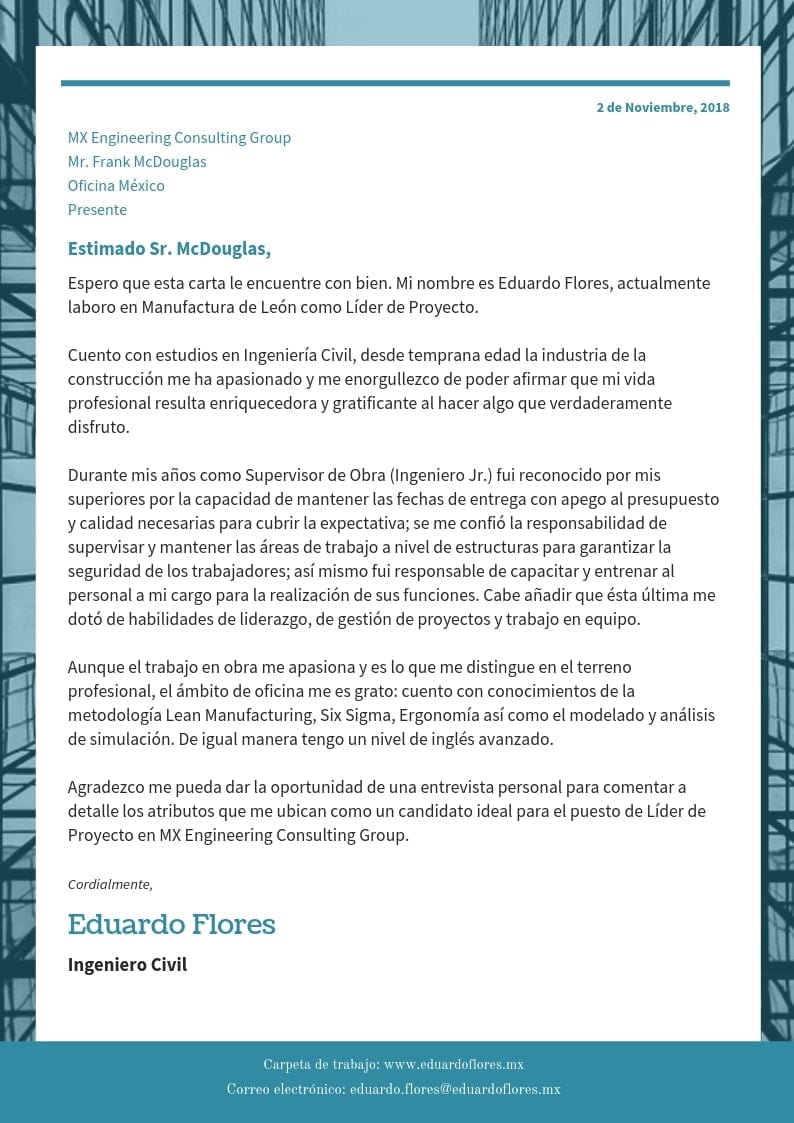 Ejemplos De Ejemplos De Cartas De Presentación De Trabajo