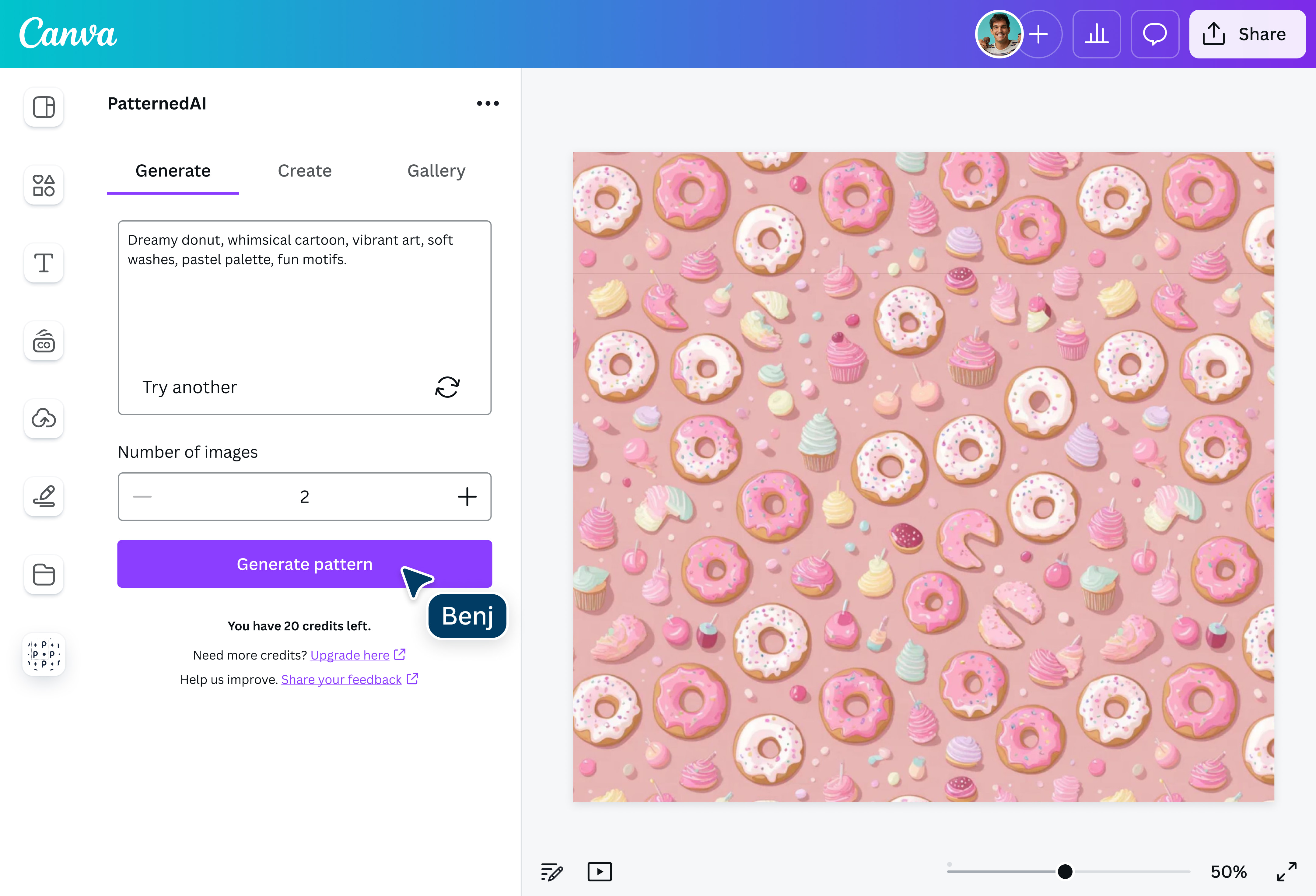Descubre el generador de patrones gratis de Canva