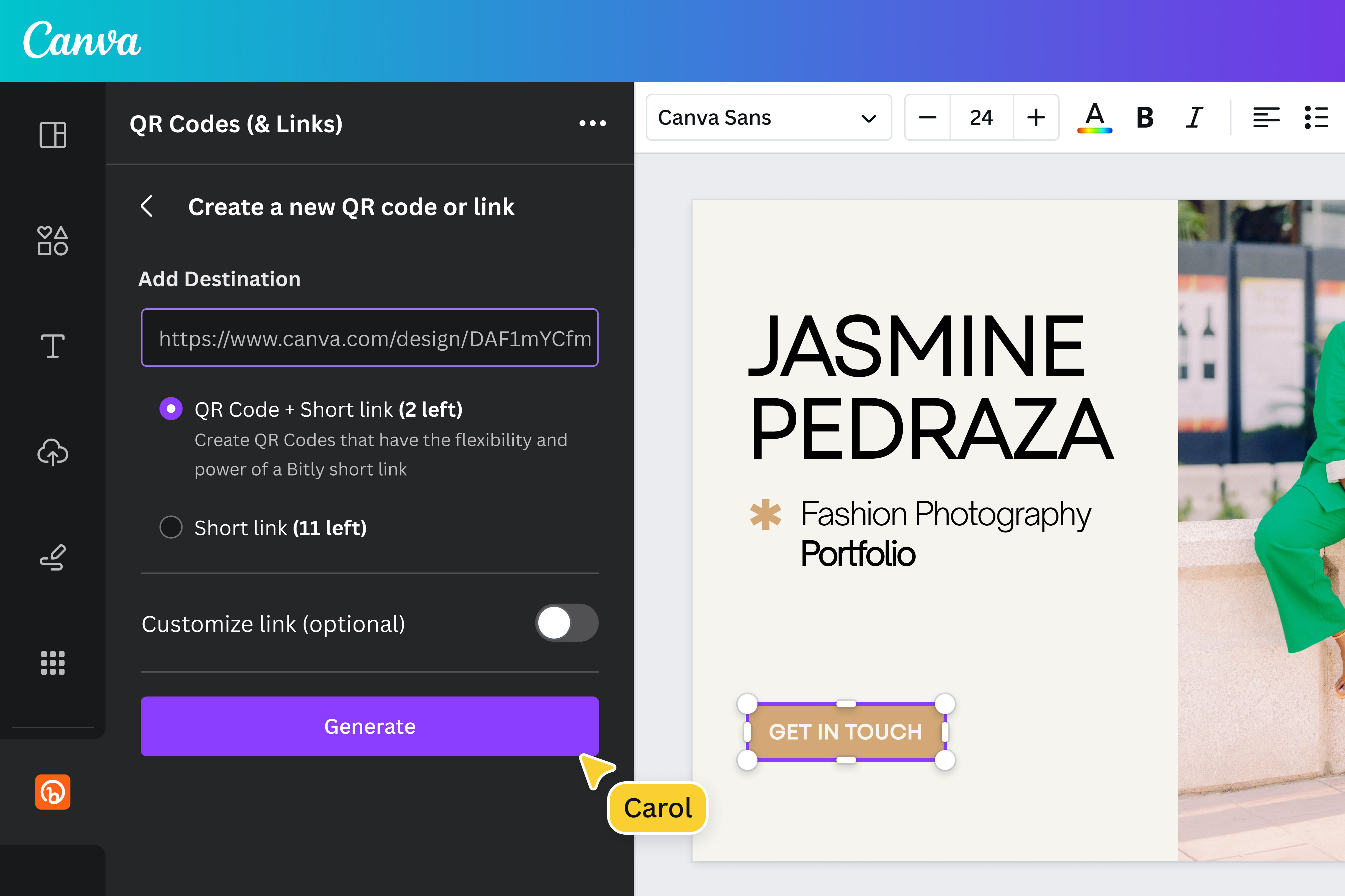 Utiliza el acortador de URL online y gratis con Canva
