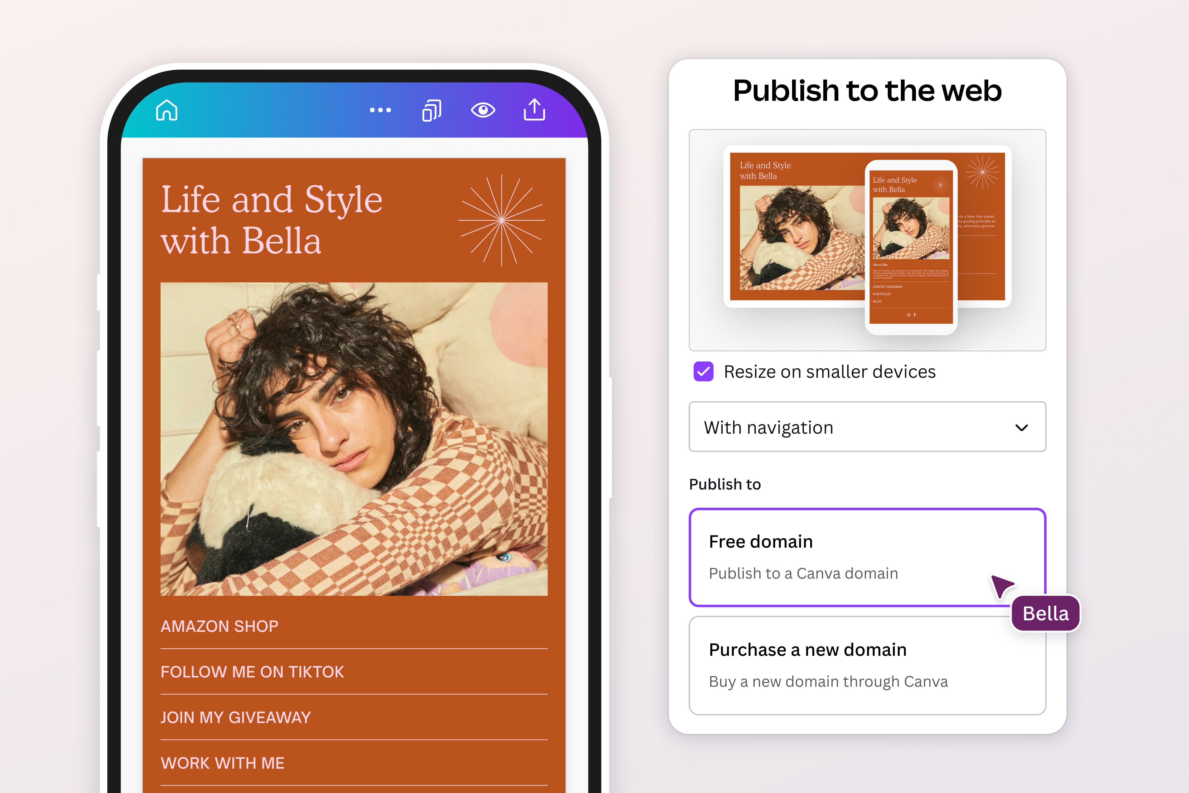 Link in bio : créer un lien en bio avec mini-site | Canva