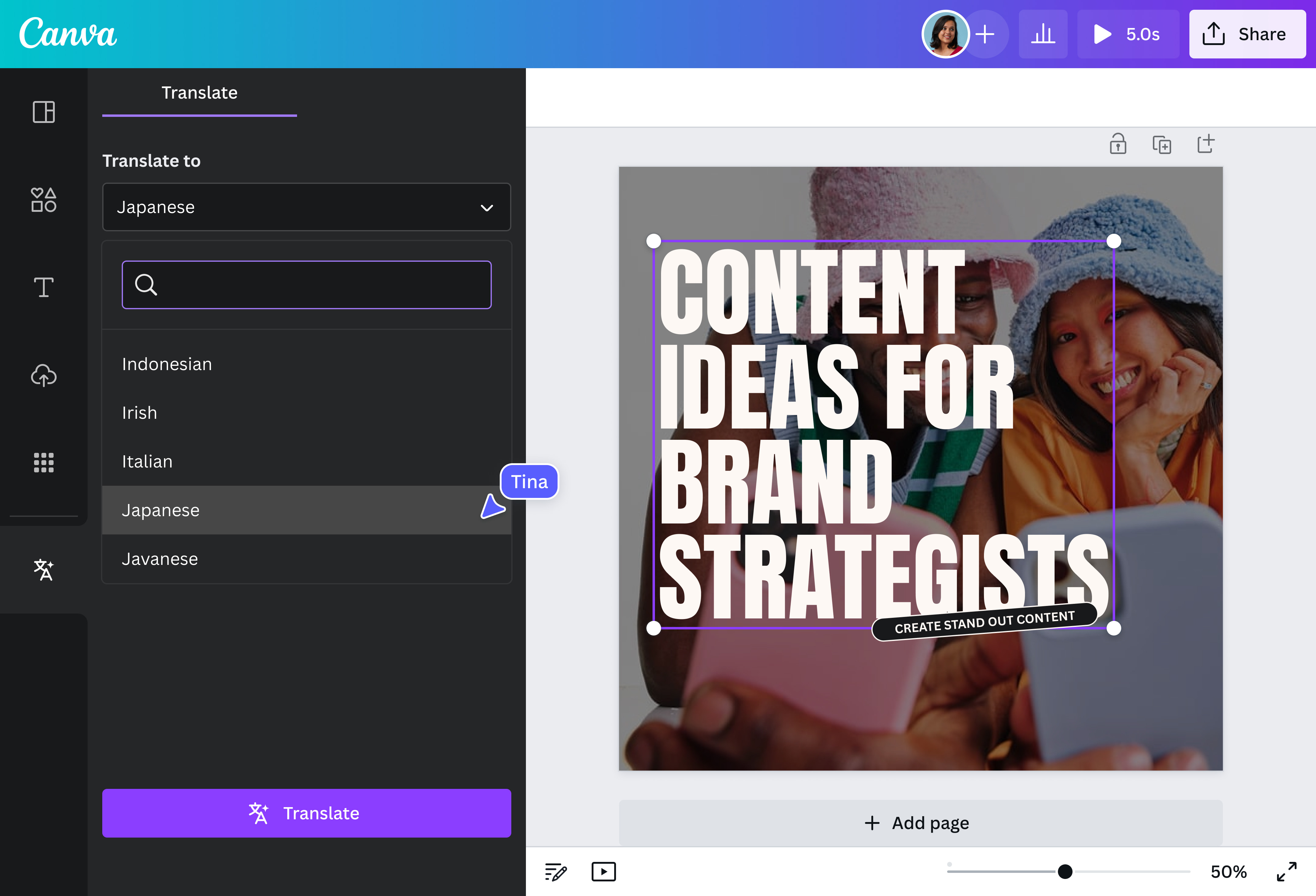 Tradutor de imagens: Traduzir texto de imagens | Canva