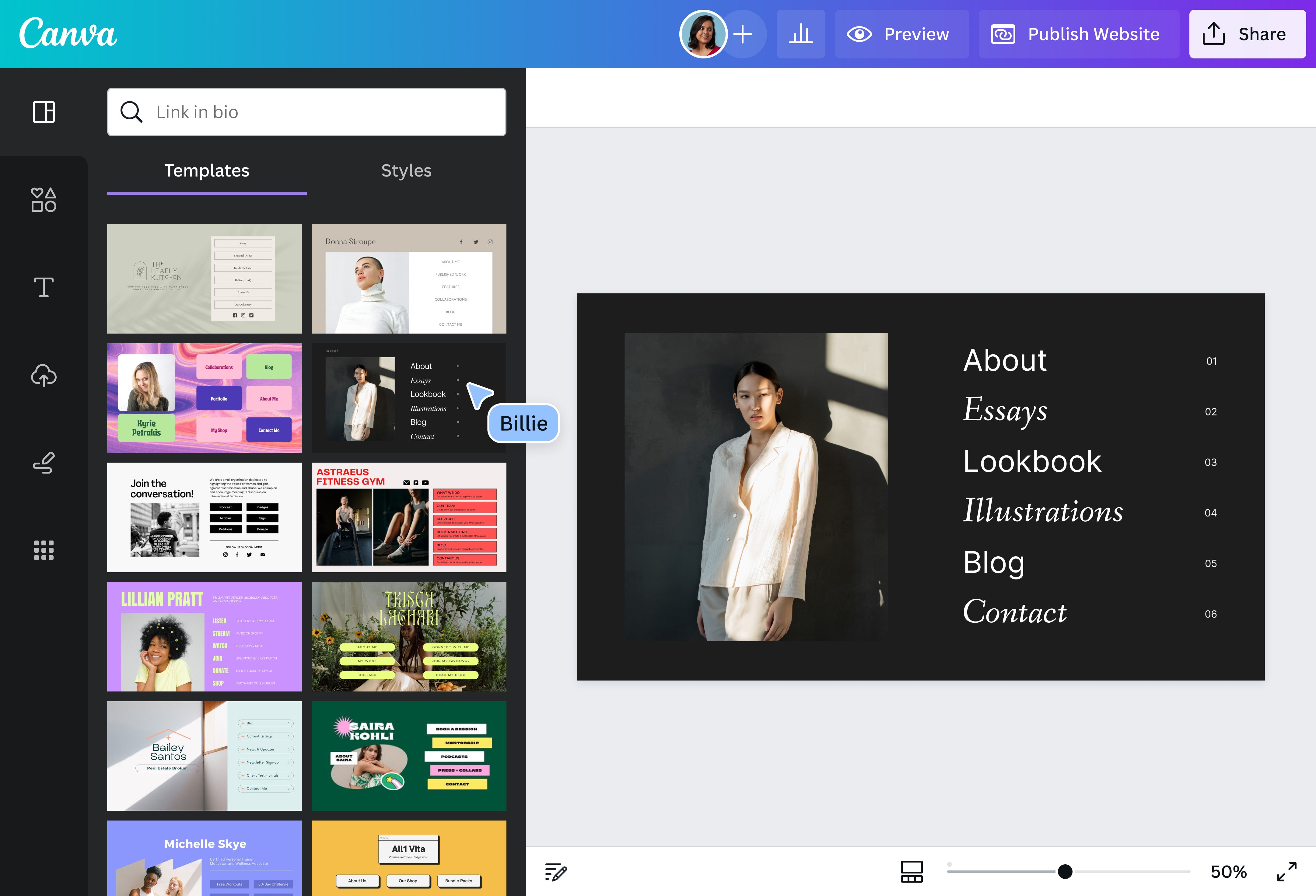 Strumento per creare link in bio gratis per IG, TikTok e FB | Canva