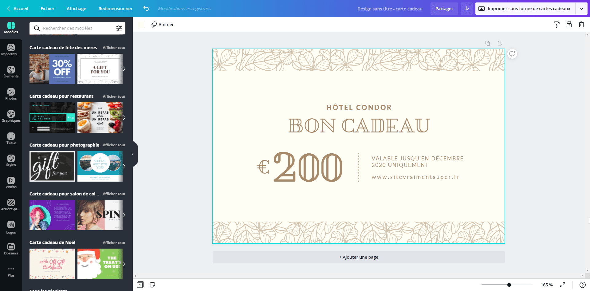 Créer un bon cadeau ou une carte cadeau à imprimer | Canva