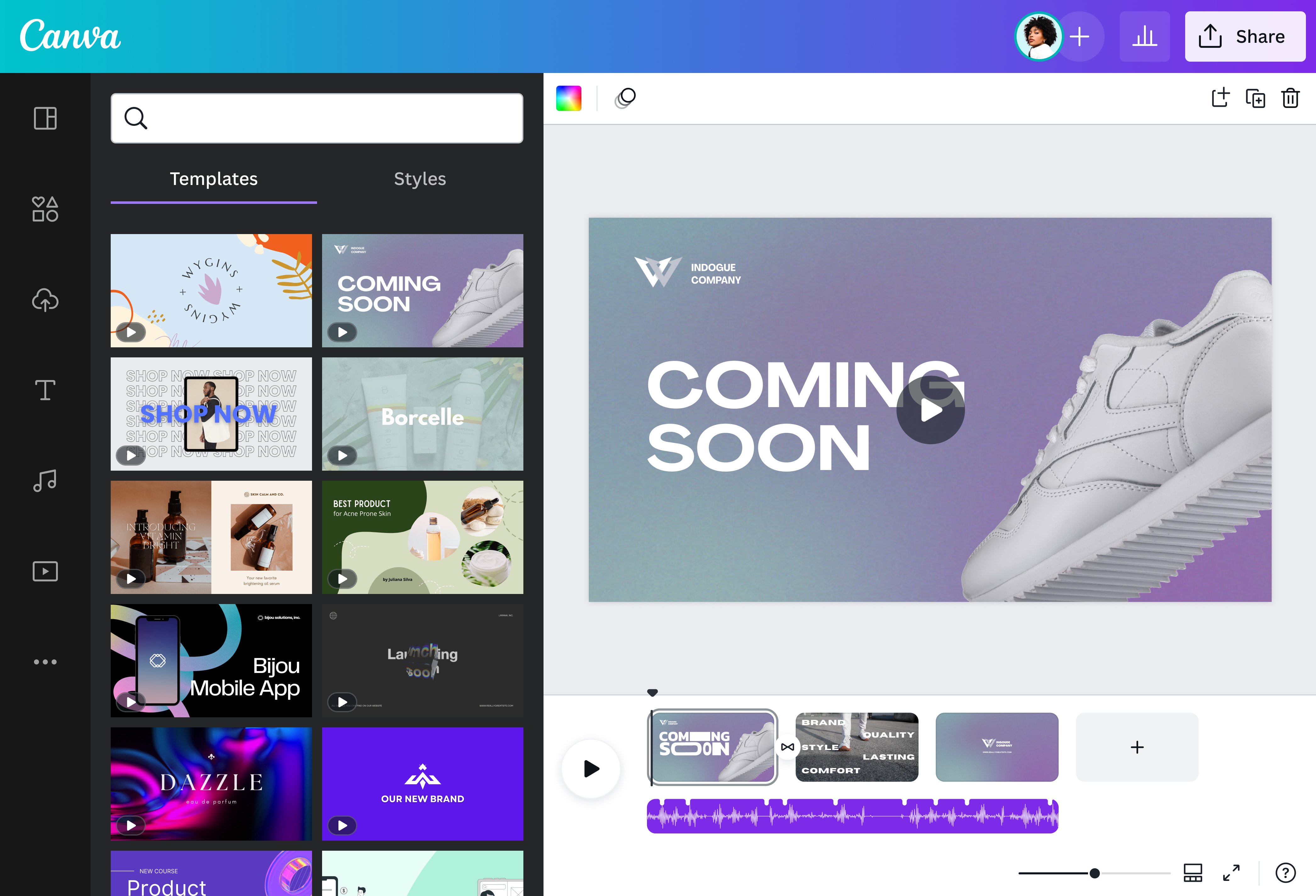 Crea video promo prodotto online gratis | Canva