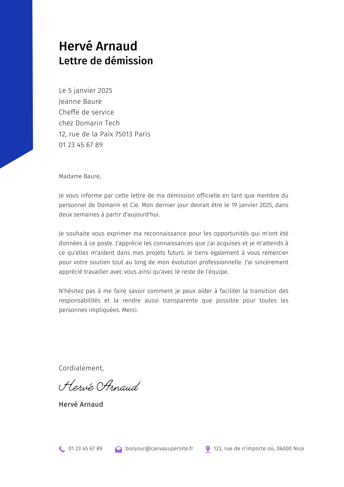 Lettre de démission CDI, guide, conseils et modèles | Canva