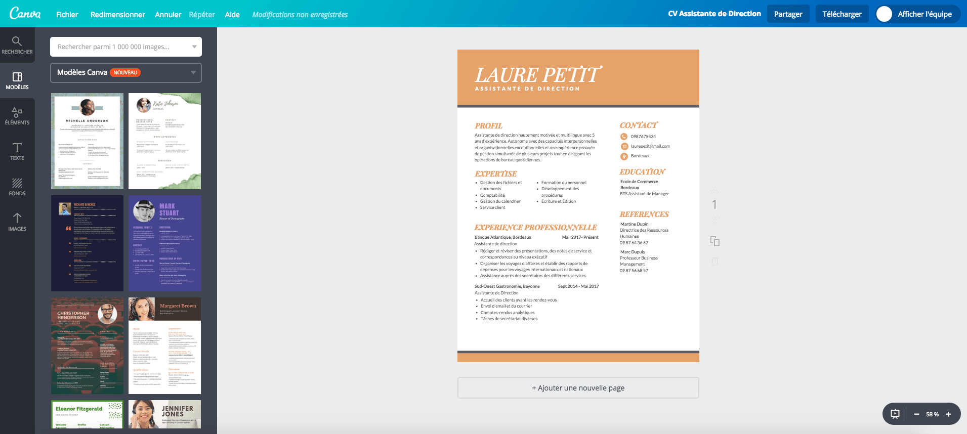 Modèles de CV d'assistante de direction à éditer en ligne | Canva