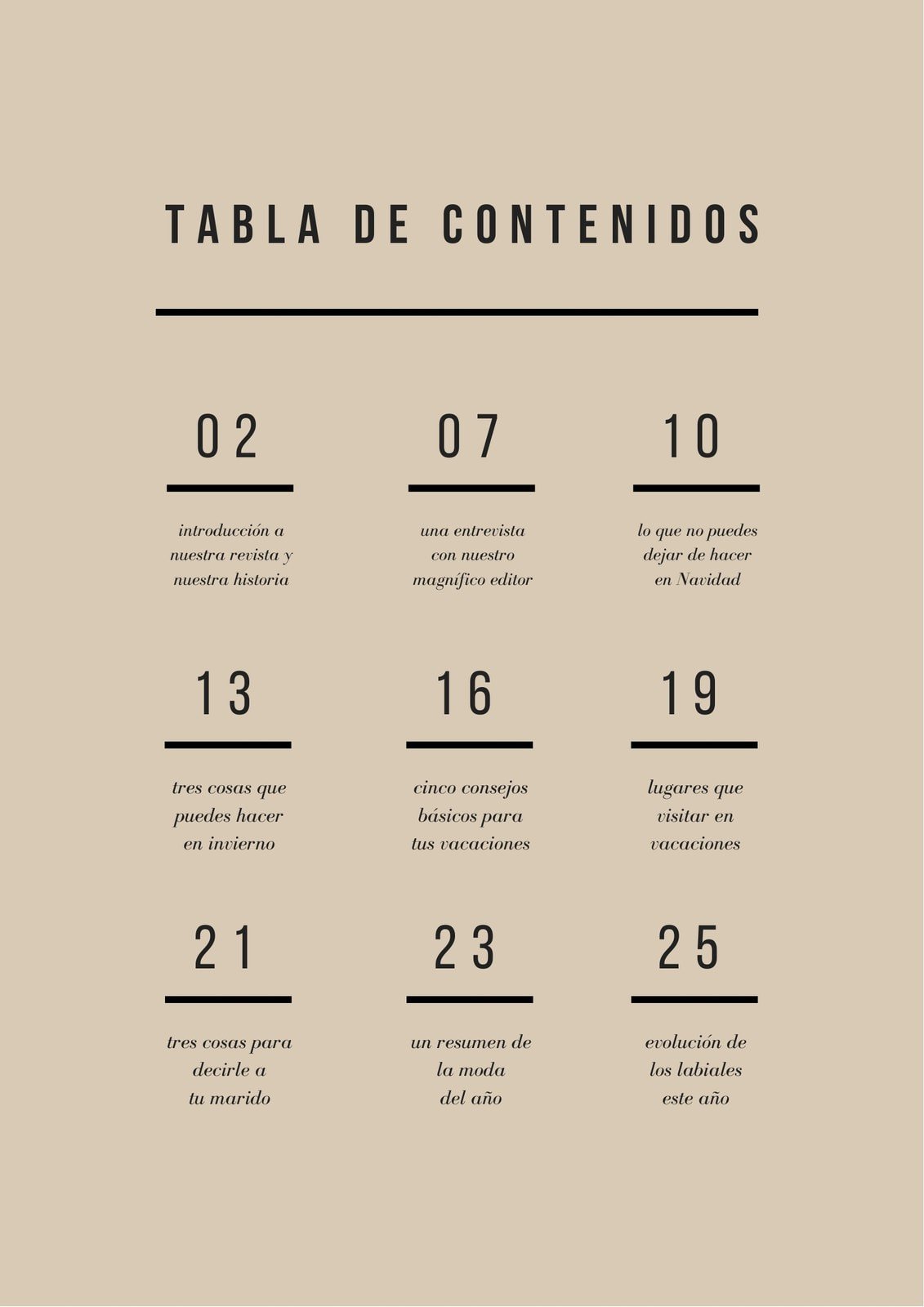 Crea índices personalizados online gratis con Canva