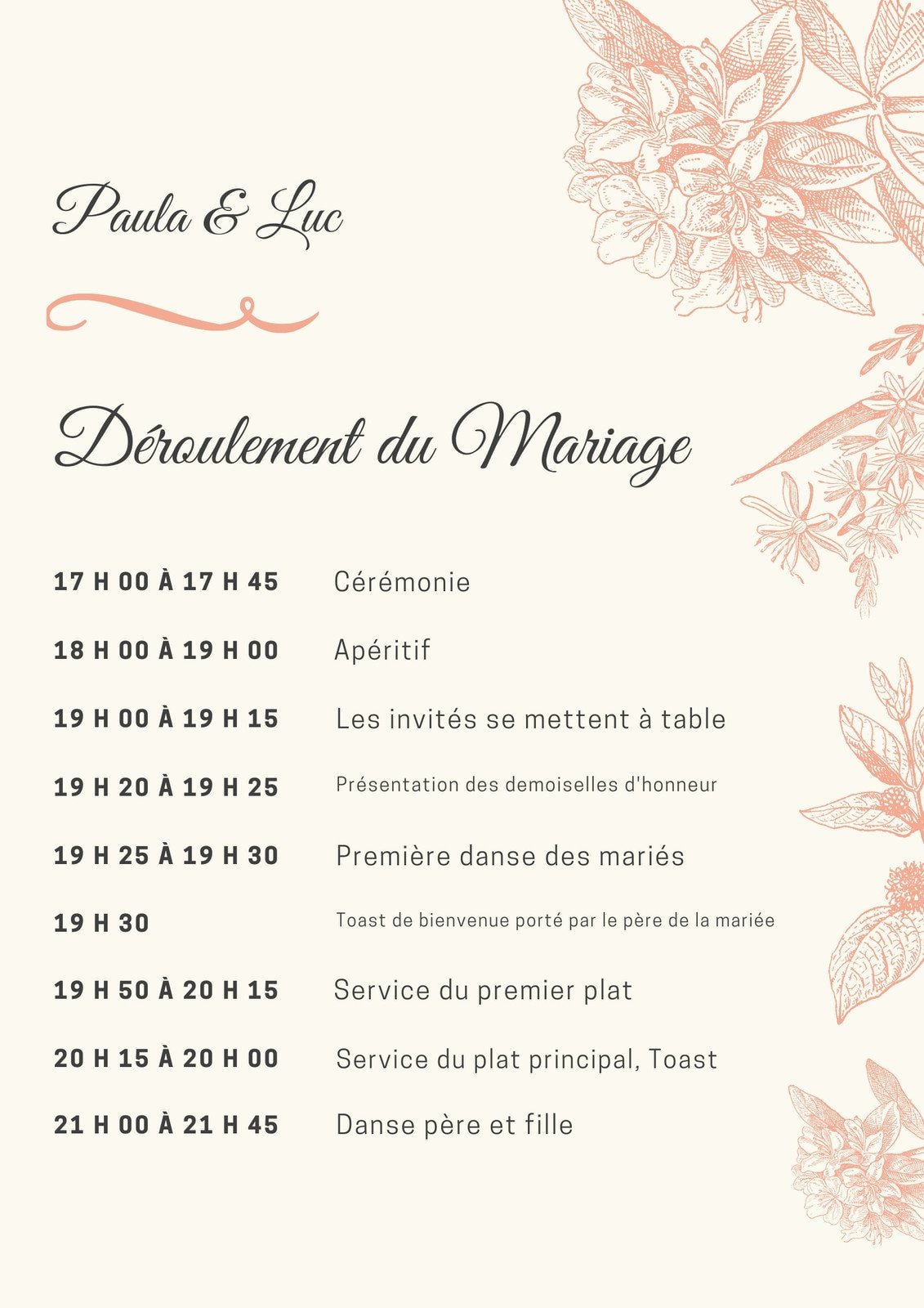 Créer un programme de mariage - facile & gratuit | Canva