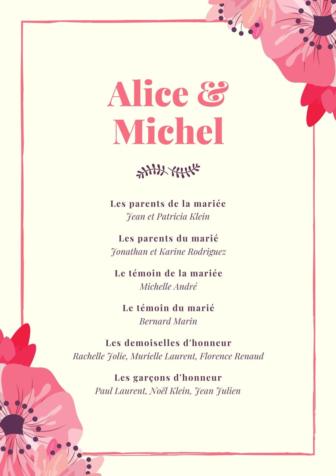 Créer un programme de mariage - facile & gratuit | Canva