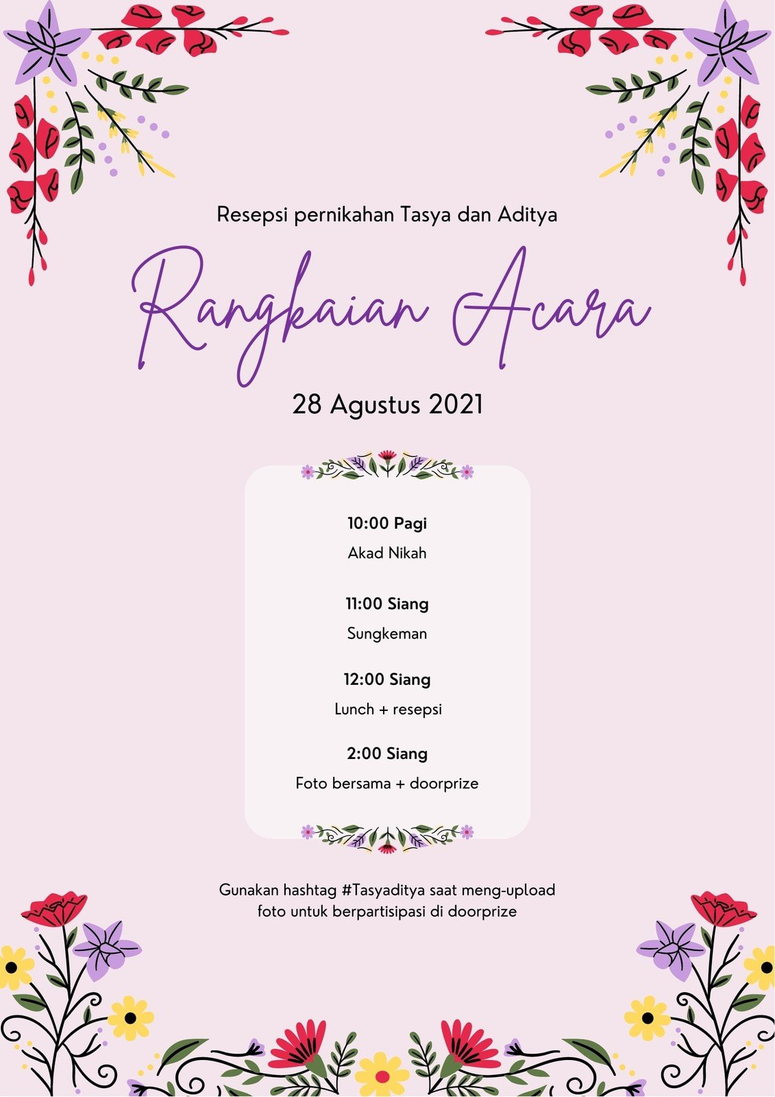 Pembuat Wedding Program Unik secara Online Gratis - Canva