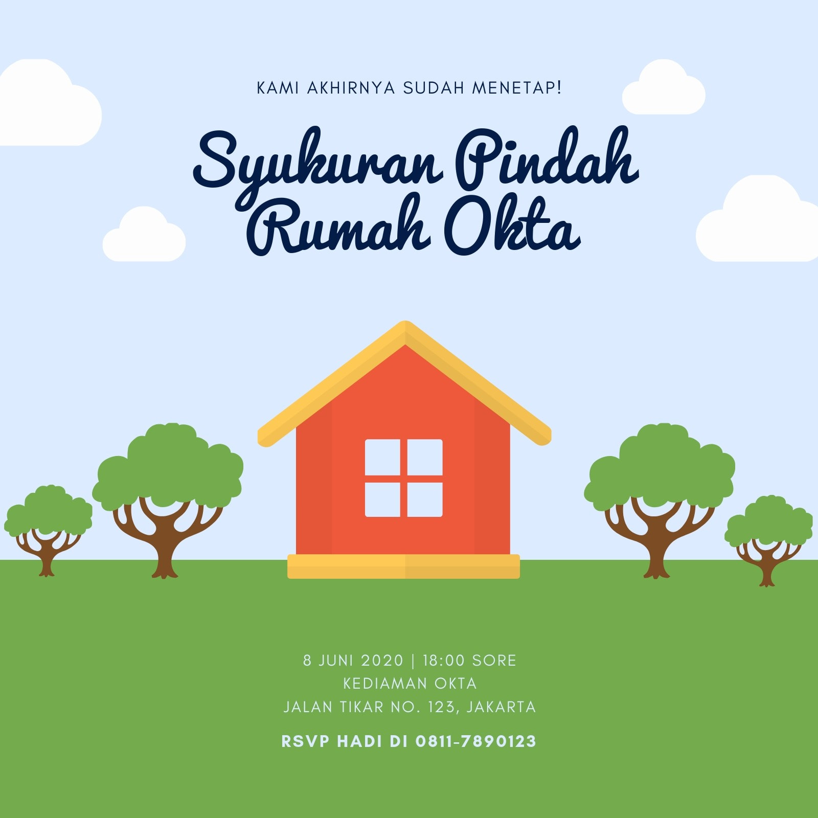 Desain Undangan Syukuran Rumah Baru - Canva