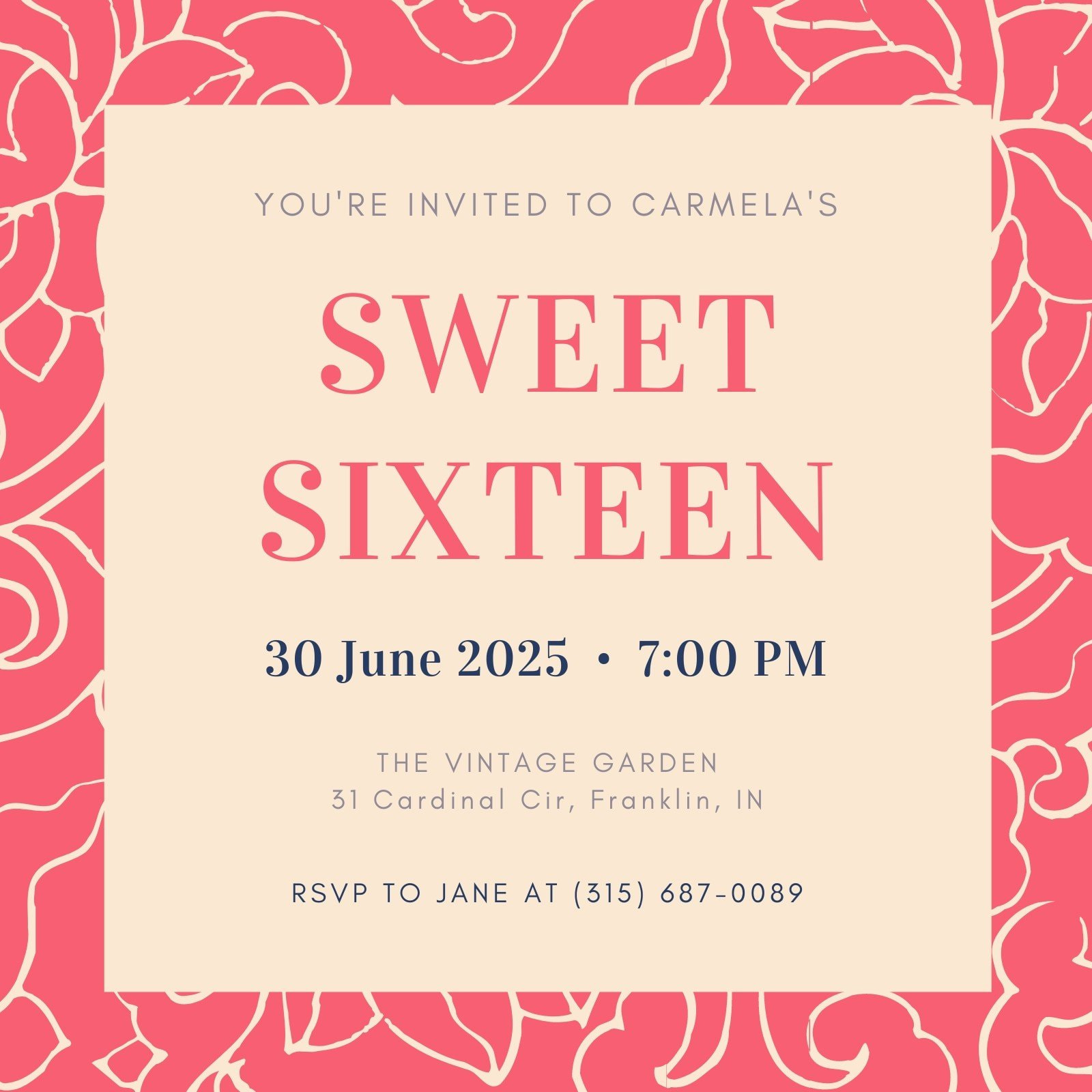 Sweet 16 uitnodiging Maken Gratis online | Canva